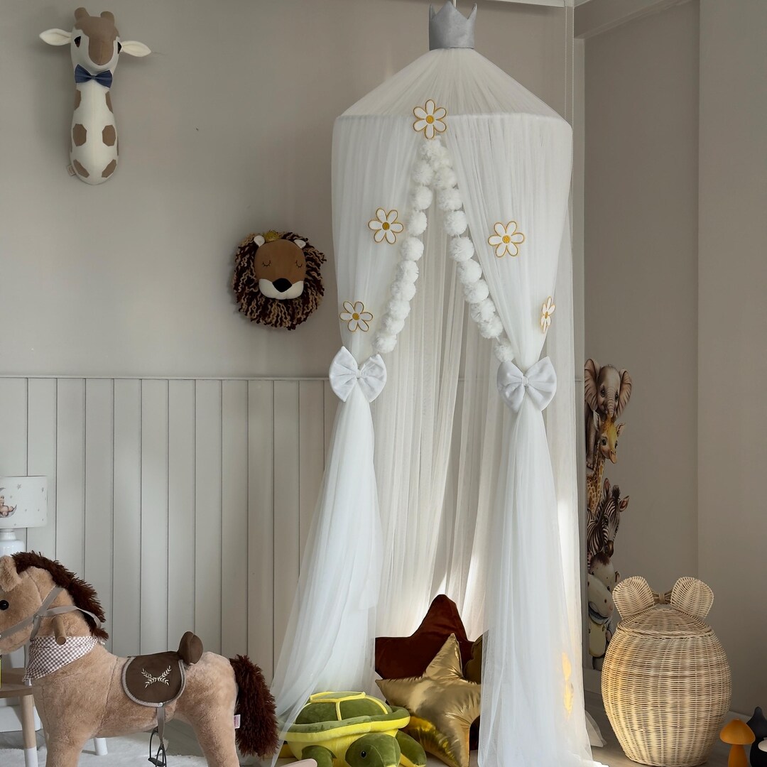 White Canopy, Tulle Bed Canopy, Bed Baldachin, Montessori Bed, Canopy ...