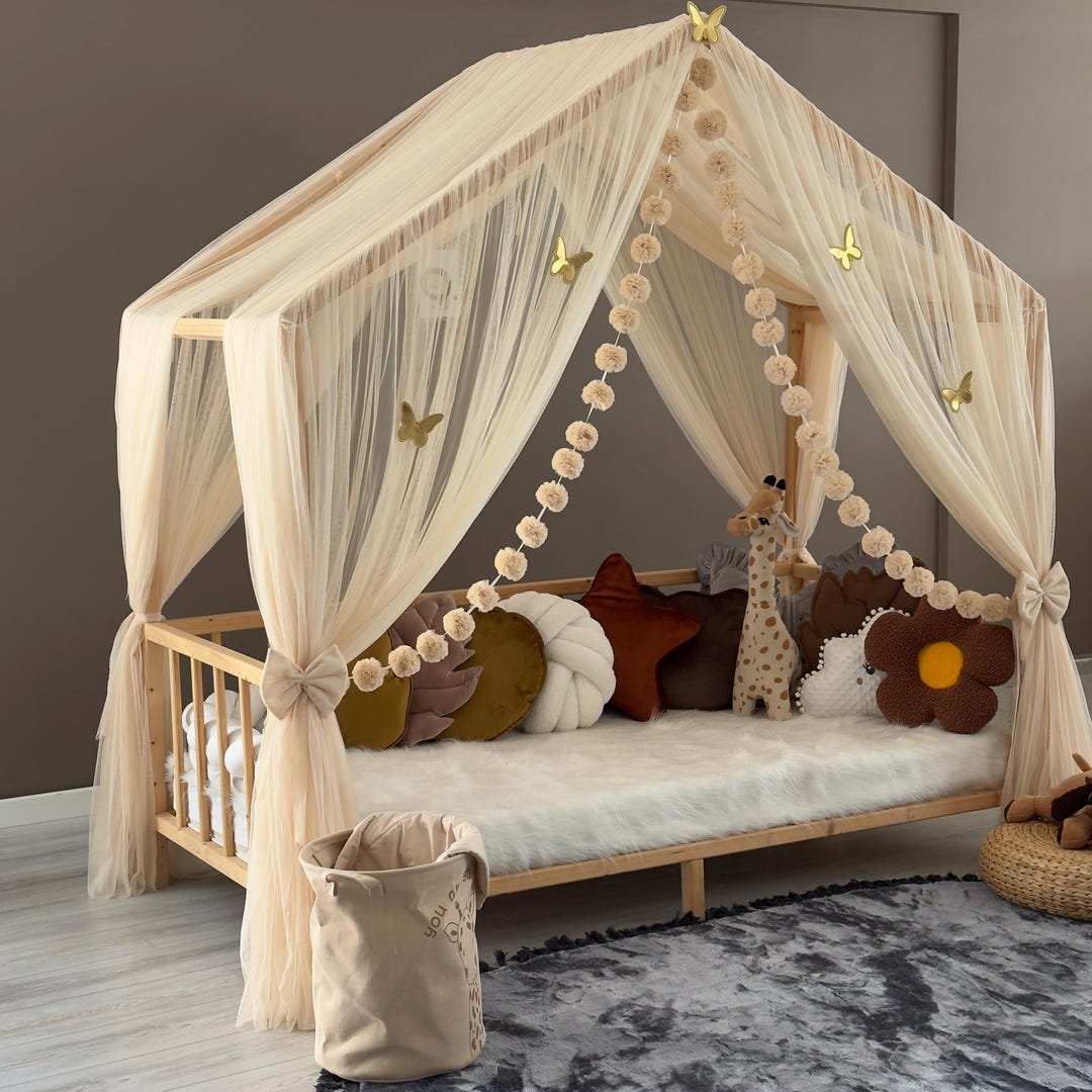 Luxury Montessori Canopy, Honey Foam, Canopy Bed Curtains,canopy for ...