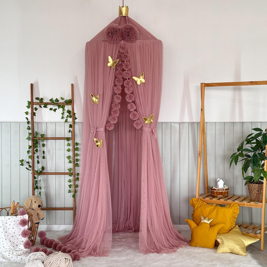 Rose Canopy, Tulle Bed Canopy, Bed Baldachin, Montessori Bed, Canopy ...