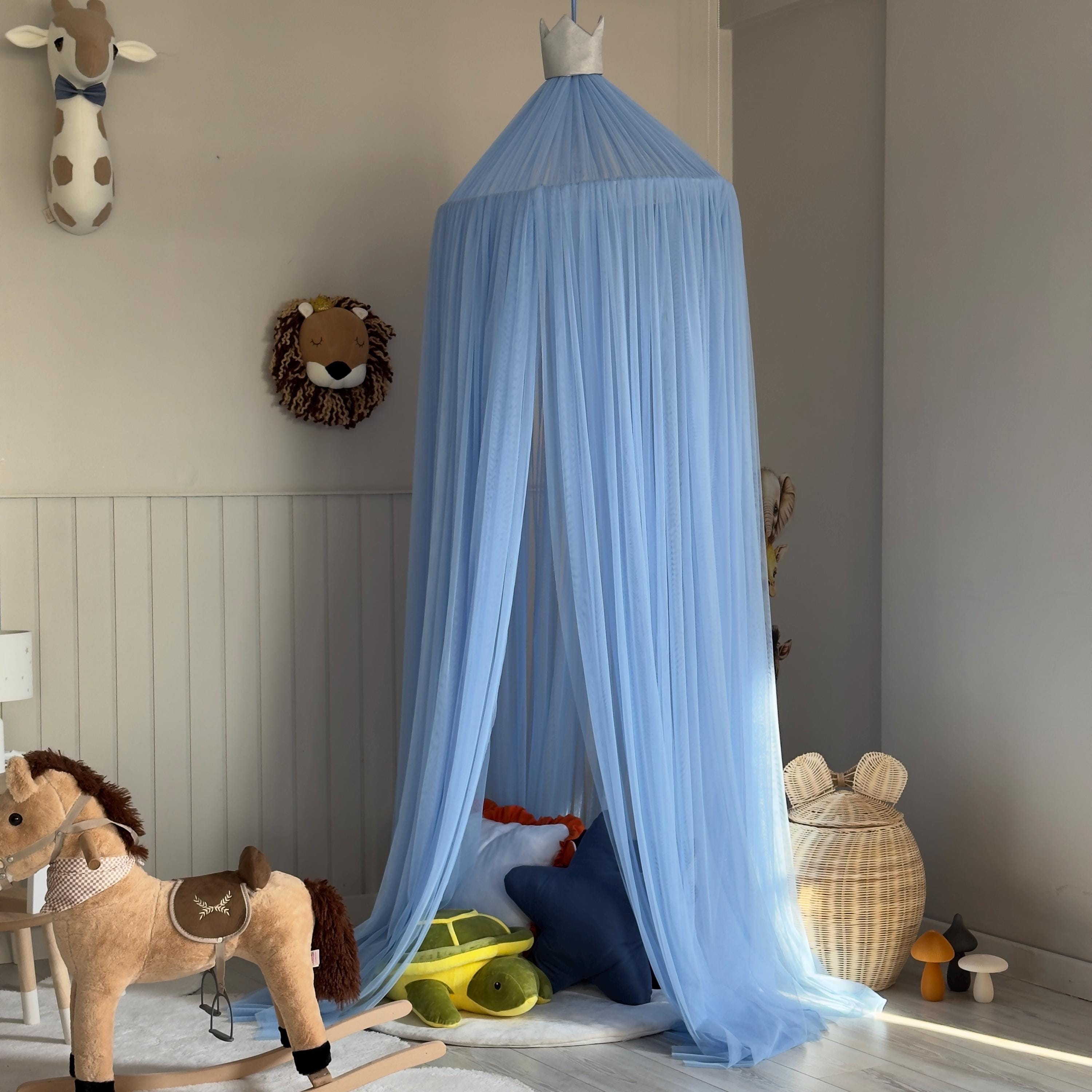 Baby Blue Canopy, Tulle Bed Canopy, Bed Baldachin, Montessori Bed ...