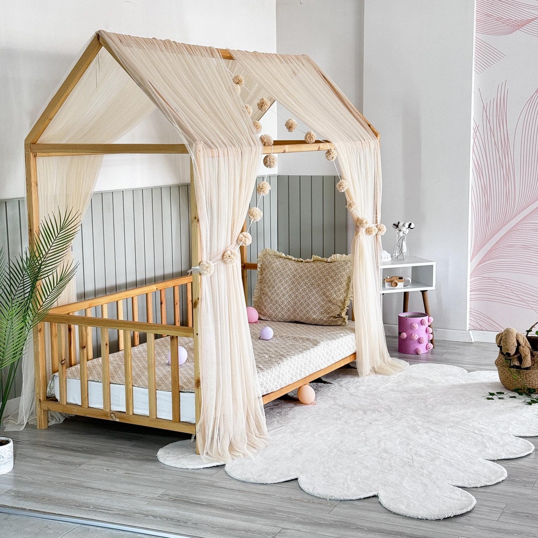 Honey Foam Montessori Bed Canopy, Kids Bed Canopy, Montessori Bed ...