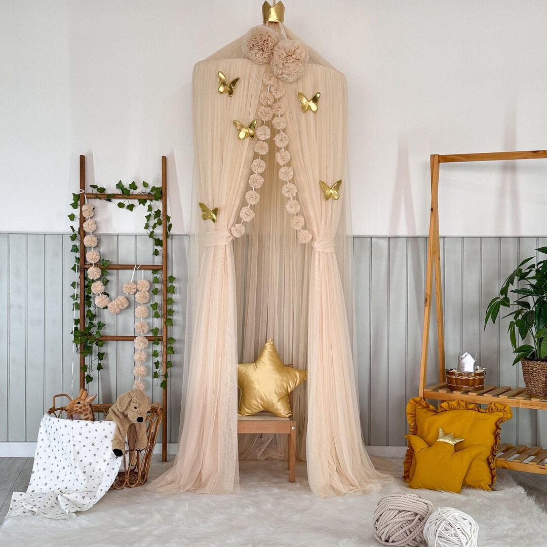 Honey Foam Canopy, Tulle Bed Canopy, Bed Baldachin, Montessori Bed ...