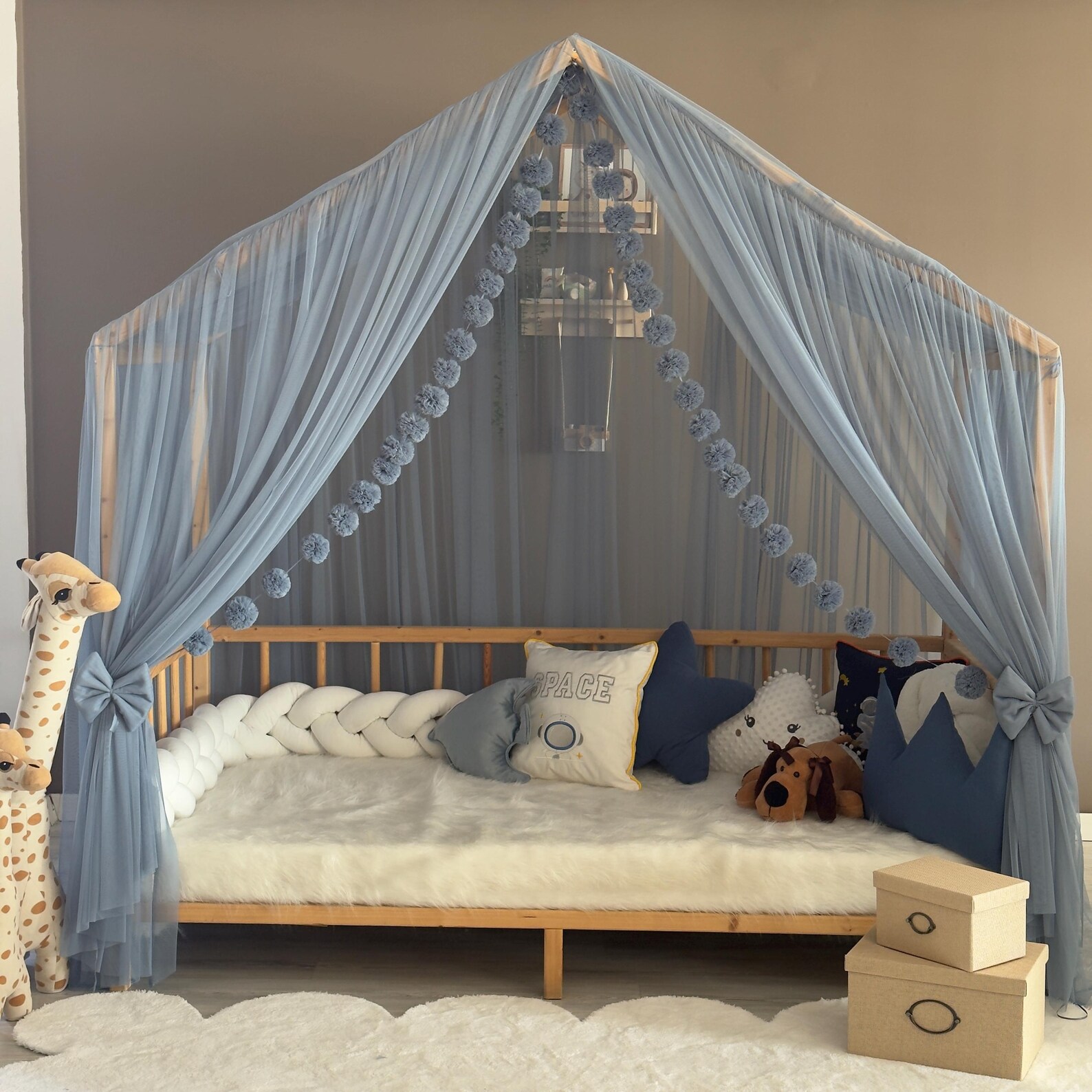 Luxury Montessori Canopy, Indigo, Canopy Bed Curtains, Canopy for Crib ...