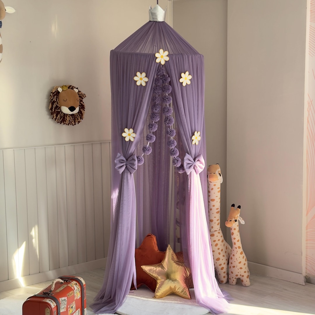 Shadow Blue Canopy, Tulle Bed Canopy, Bed Baldachin, Montessori Bed ...