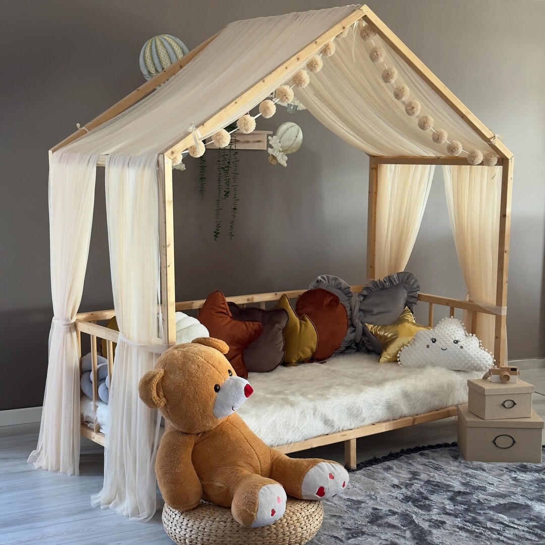 Honey Foam Montessori Bed Canopy, Kids Bed Canopy, Montessori Bed ...