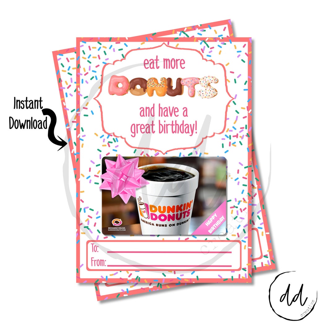 PRINTABLE Gift Card Holder INSTANT DOWNLOAD Eat More Donuts Birthday ...