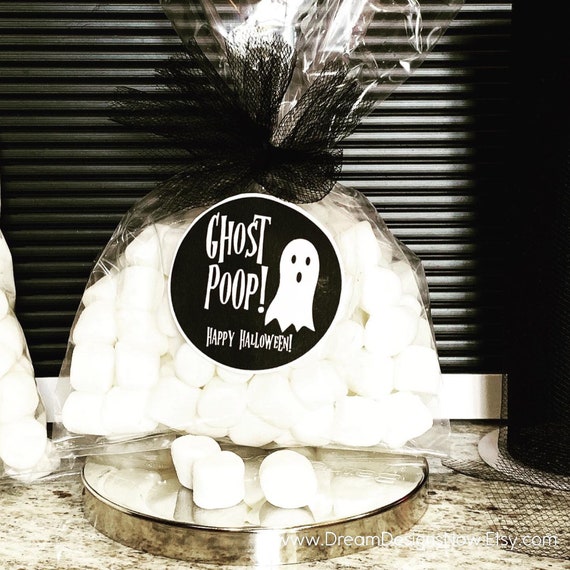 Ghost Poop Halloween Stickers Goody Bags Marshmallow Treat - Etsy