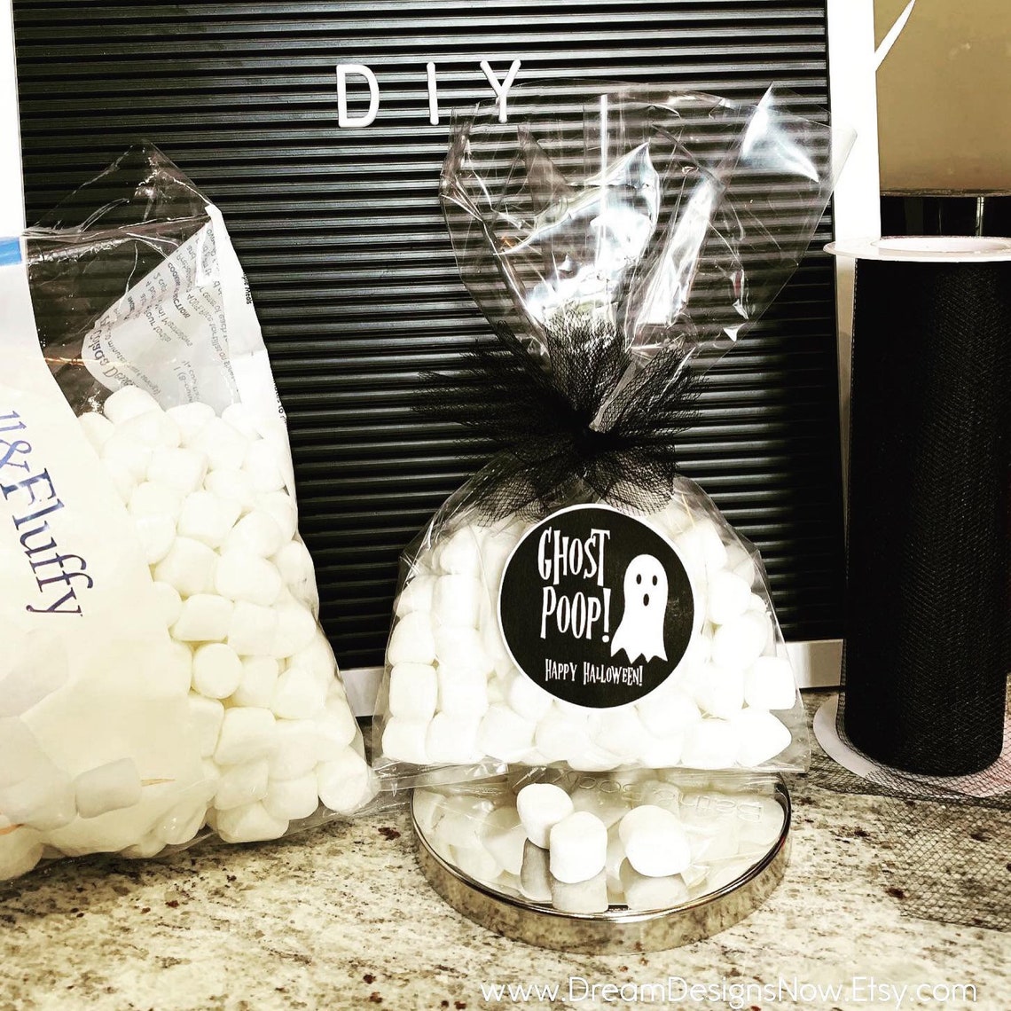 Ghost Poop Halloween Stickers Goody Bags Marshmallow Treat - Etsy