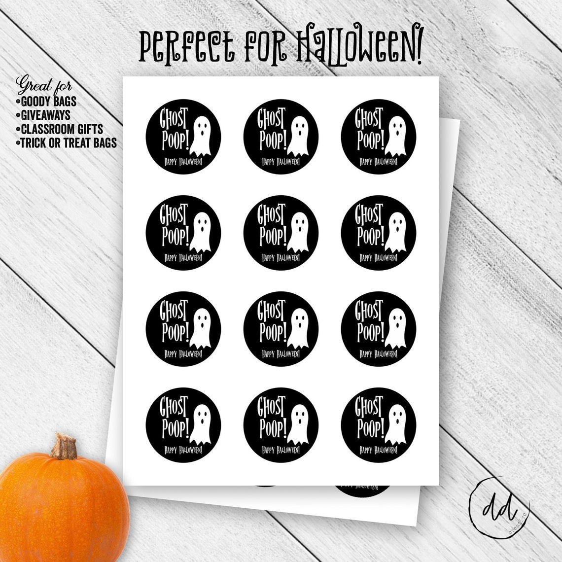 Ghost Poop Halloween Stickers Goody Bags Marshmallow Treat - Etsy
