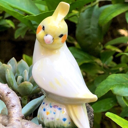 Porcelain Lutino Cockatiel Figurine Cockatoo Figurine - Etsy