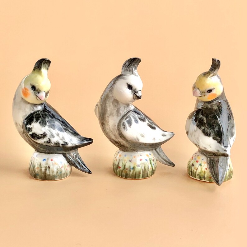 Porcelain Lutino Cockatiel Figurine Cockatoo Figurine - Etsy