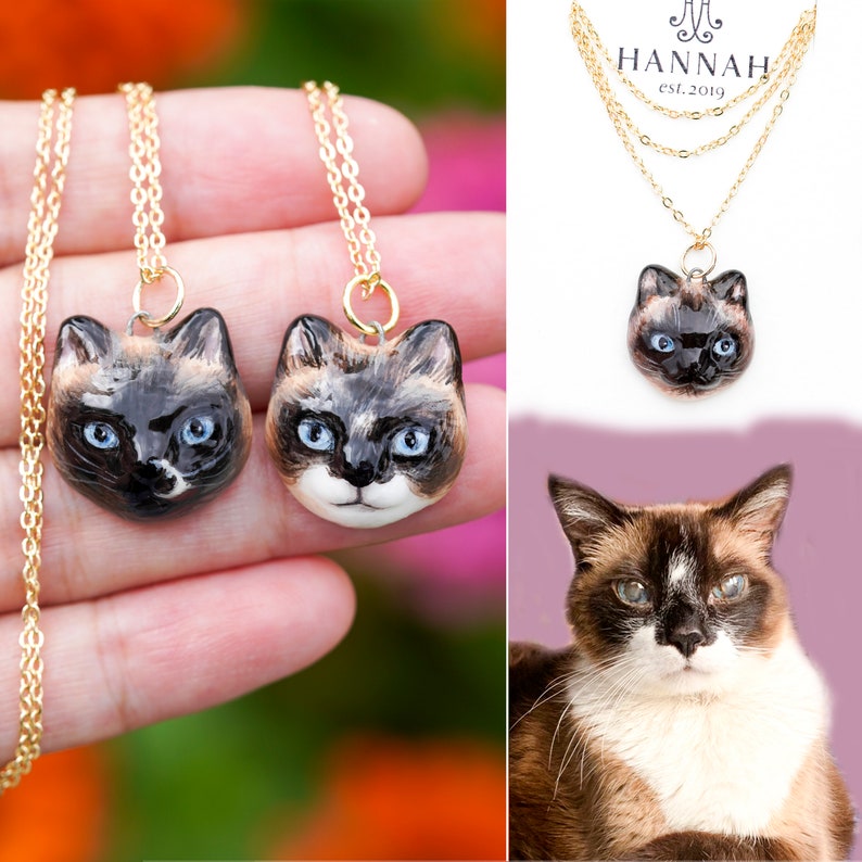 Custom Cat Portrait Necklace Personalized Cat Pendant Cute - Etsy
