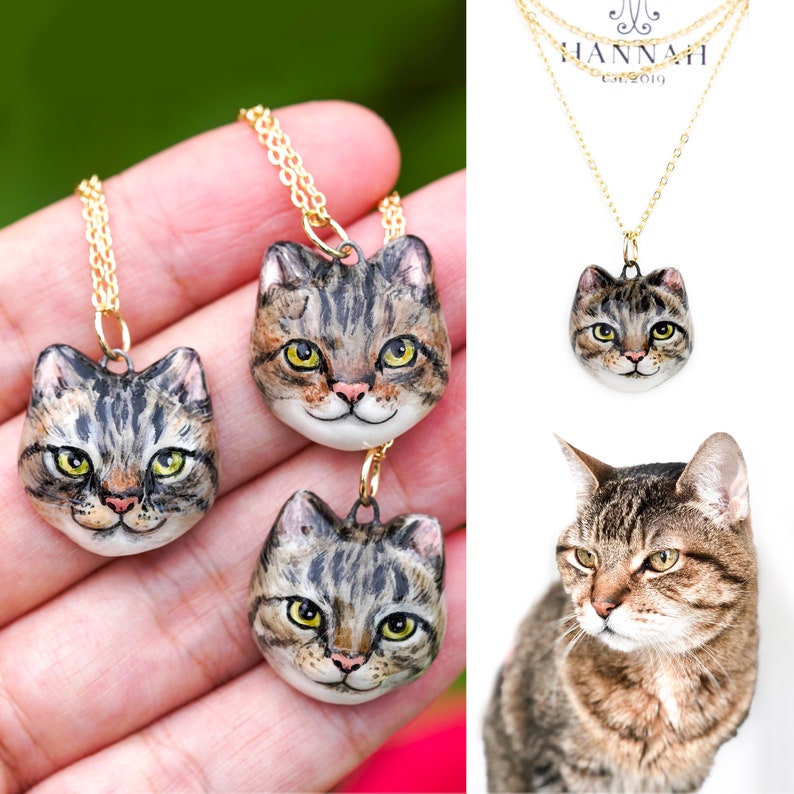 Custom Cat Portrait Necklace Personalized Cat Pendant Cute - Etsy