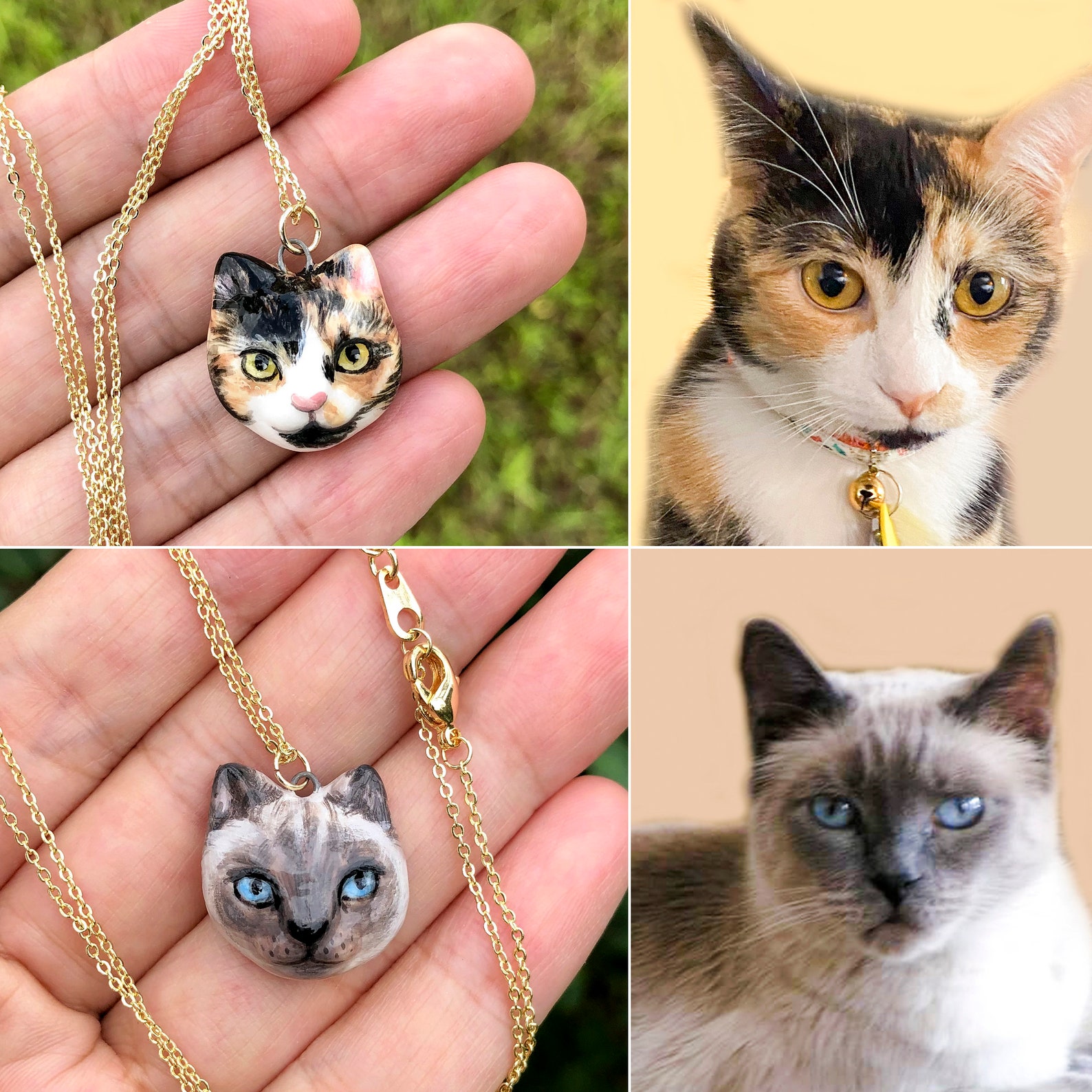 Custom Cat Portrait Necklace Personalized Cat Pendant Cute - Etsy