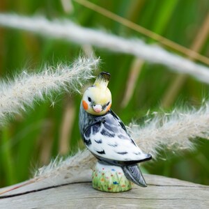 Porcelain Lutino Cockatiel Figurine, Cockatoo Figurine Decoration ...
