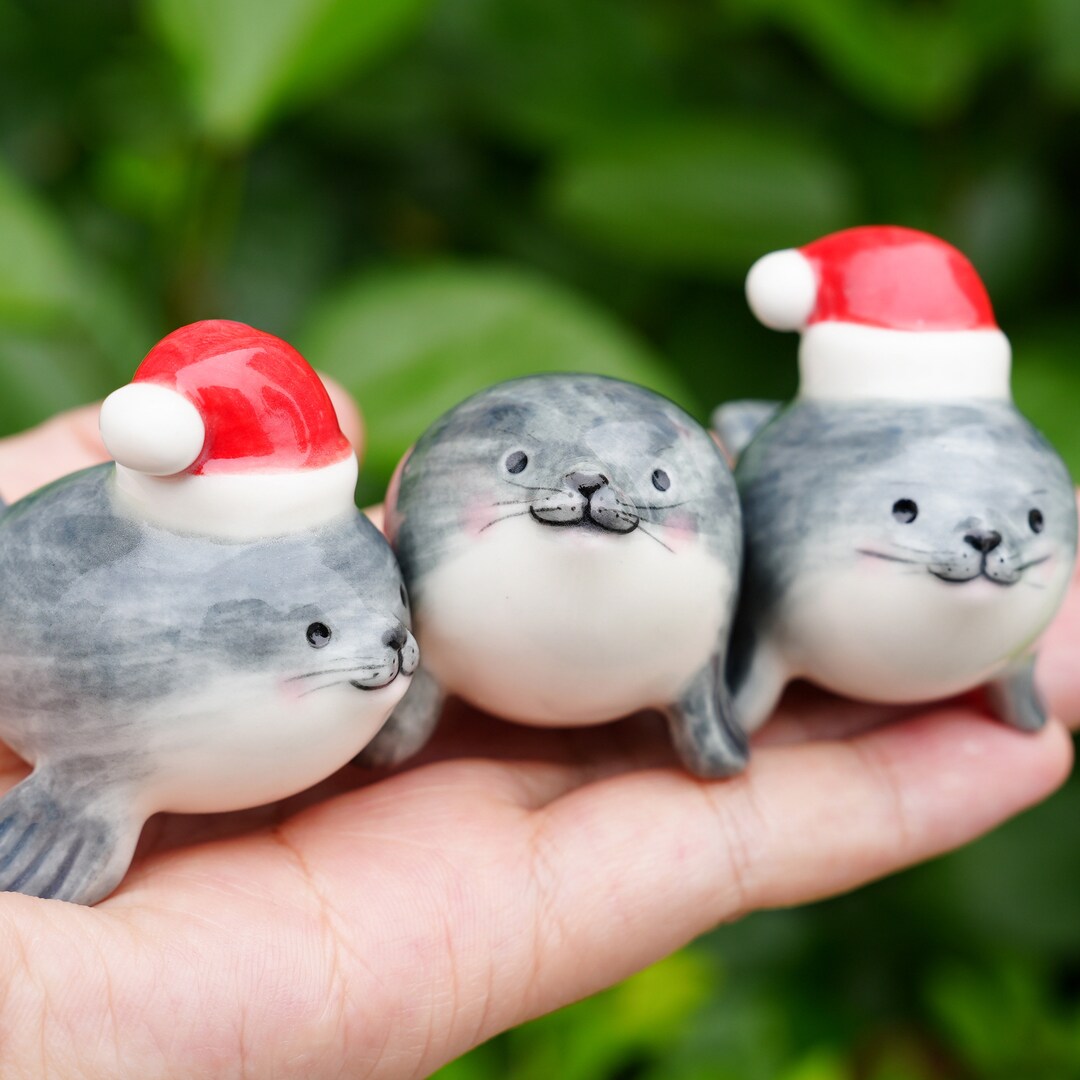 Adorable Grey Seal Pup Figurine, Small Seal Statue, Marine Animals ...