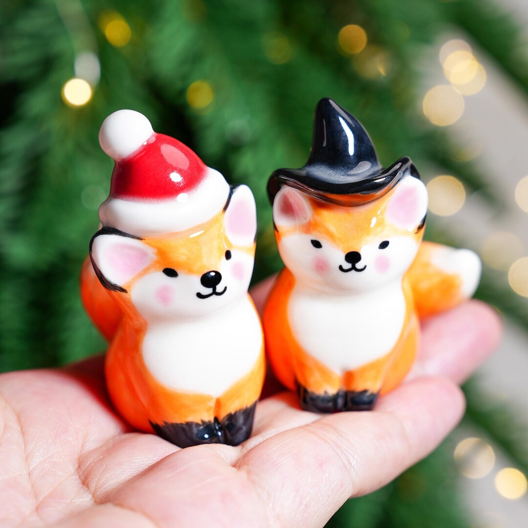 Cute Fox Figurine, Ceramic Fox, Hand-painted With Detail, Woodland Home ...