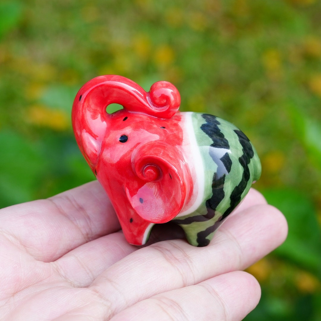 Lucky Watermelon Elephant Figurine Elephant for Wealth and - Etsy