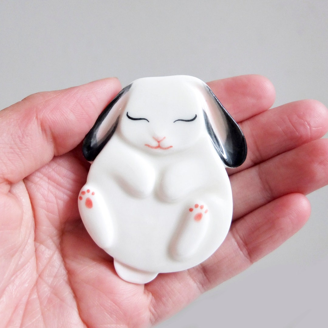 Ceramic Bunny Figurine, Rabbit Pen Holder, Cute Bunny, Easter Bunny ...