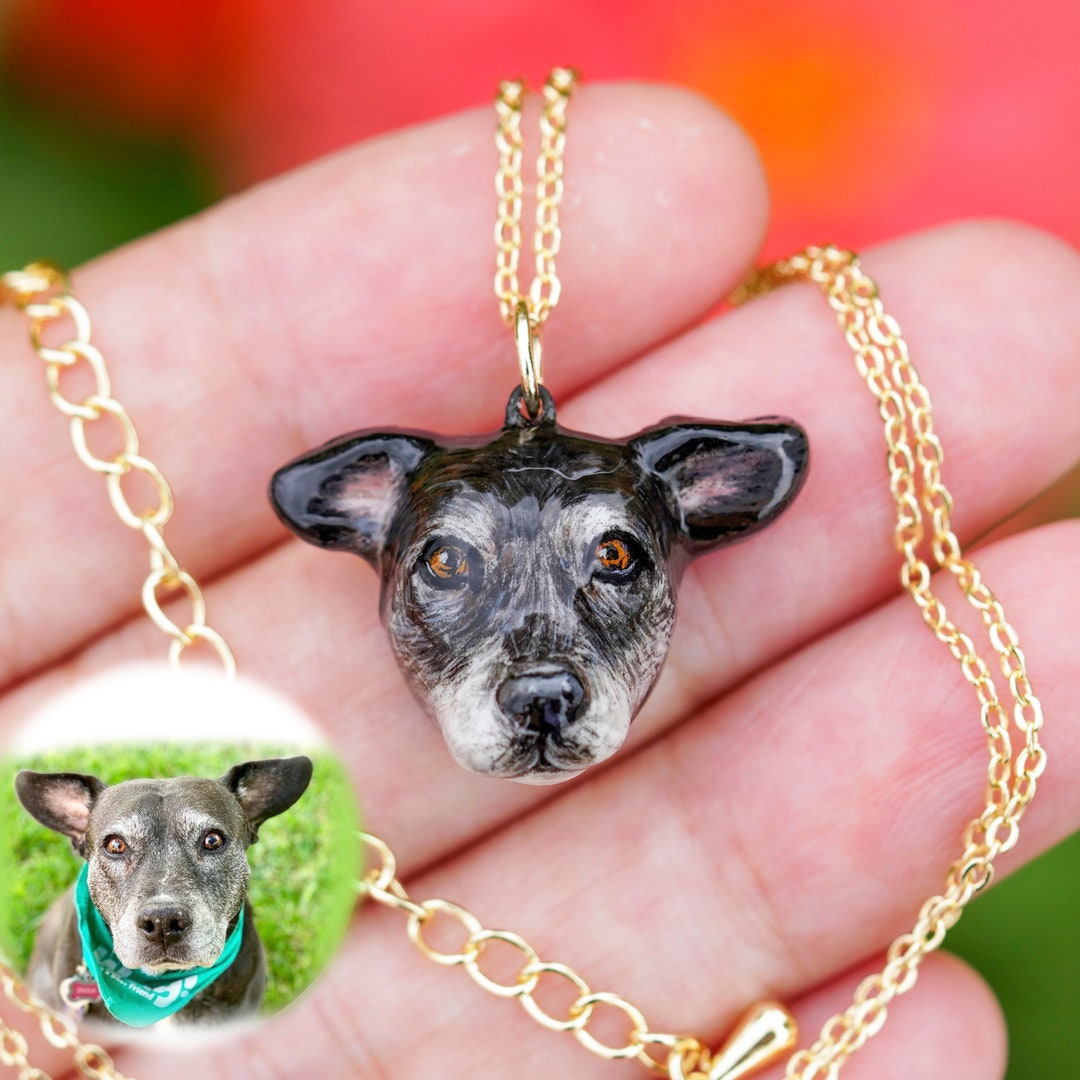 Custom Dog Portrait Necklace Personalized Dog Pendant Cute - Etsy