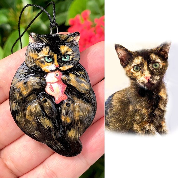 Custom Paint Tortoiseshell Cat Figurine Ceramic Tortie Cat - Etsy