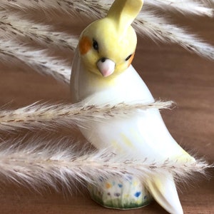 Porcelain Lutino Cockatiel Figurine, Cockatoo Figurine Decoration ...
