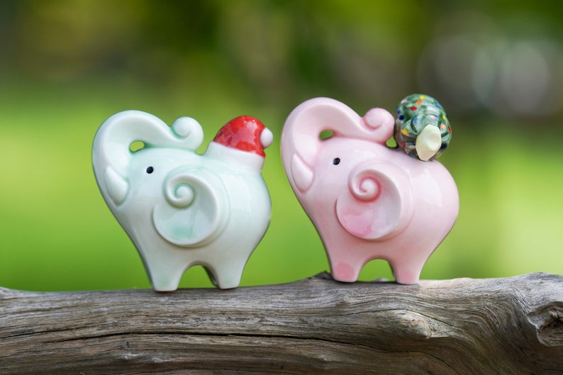Pink Porcelain Elephant Figurine: Collectible Christmas Decor - Etsy