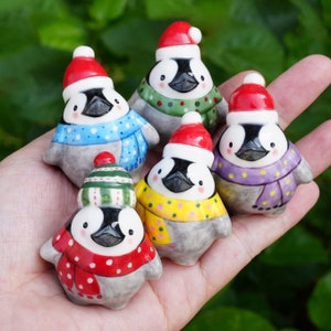 Cute Ceramic Penguin Figurine, Handmade Penguin, Home Decor, Marine ...