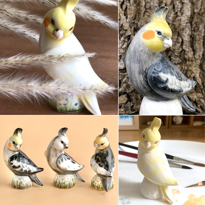 Porcelain Lutino Cockatiel Figurine Cockatoo Figurine - Etsy