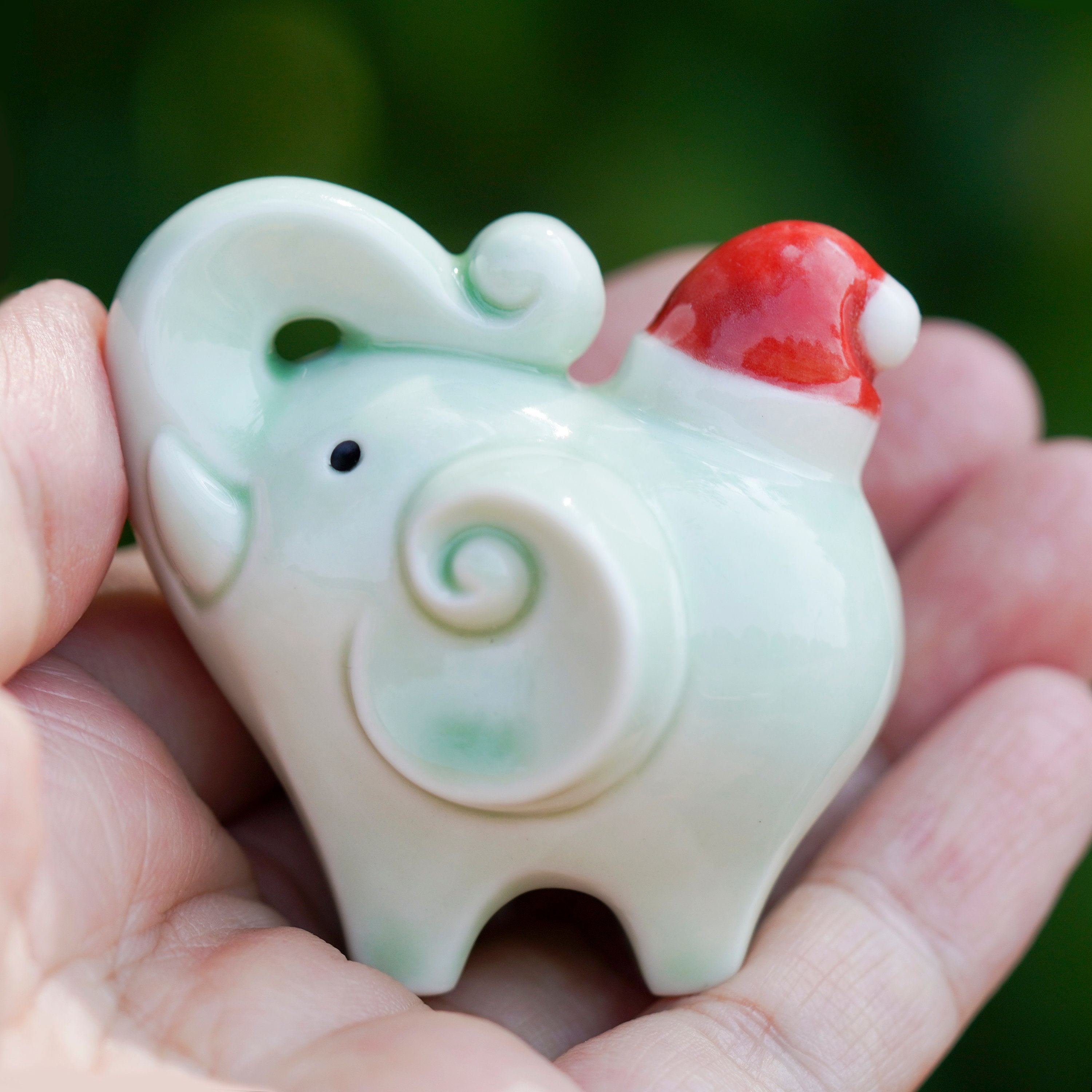 Pink Porcelain Elephant Figurine: Collectible Christmas Decor - Etsy