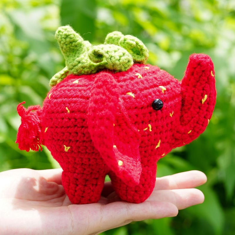 Strawberry Elephant Plush - Etsy