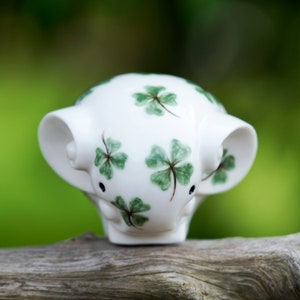 Irish Elephant Figurine, Lucky Clover Elephant, Elephant With Four Leaf ...