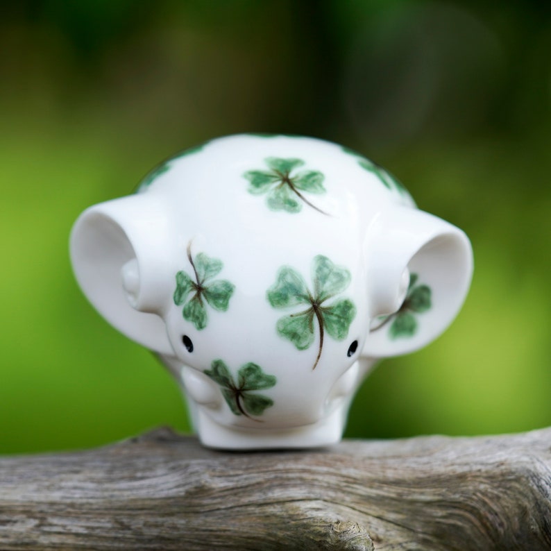 Irish Elephant Figurine Lucky Clover Elephant Elephant With - Etsy