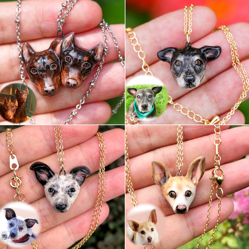 Custom Dog Portrait Necklace Personalized Dog Pendant Cute - Etsy