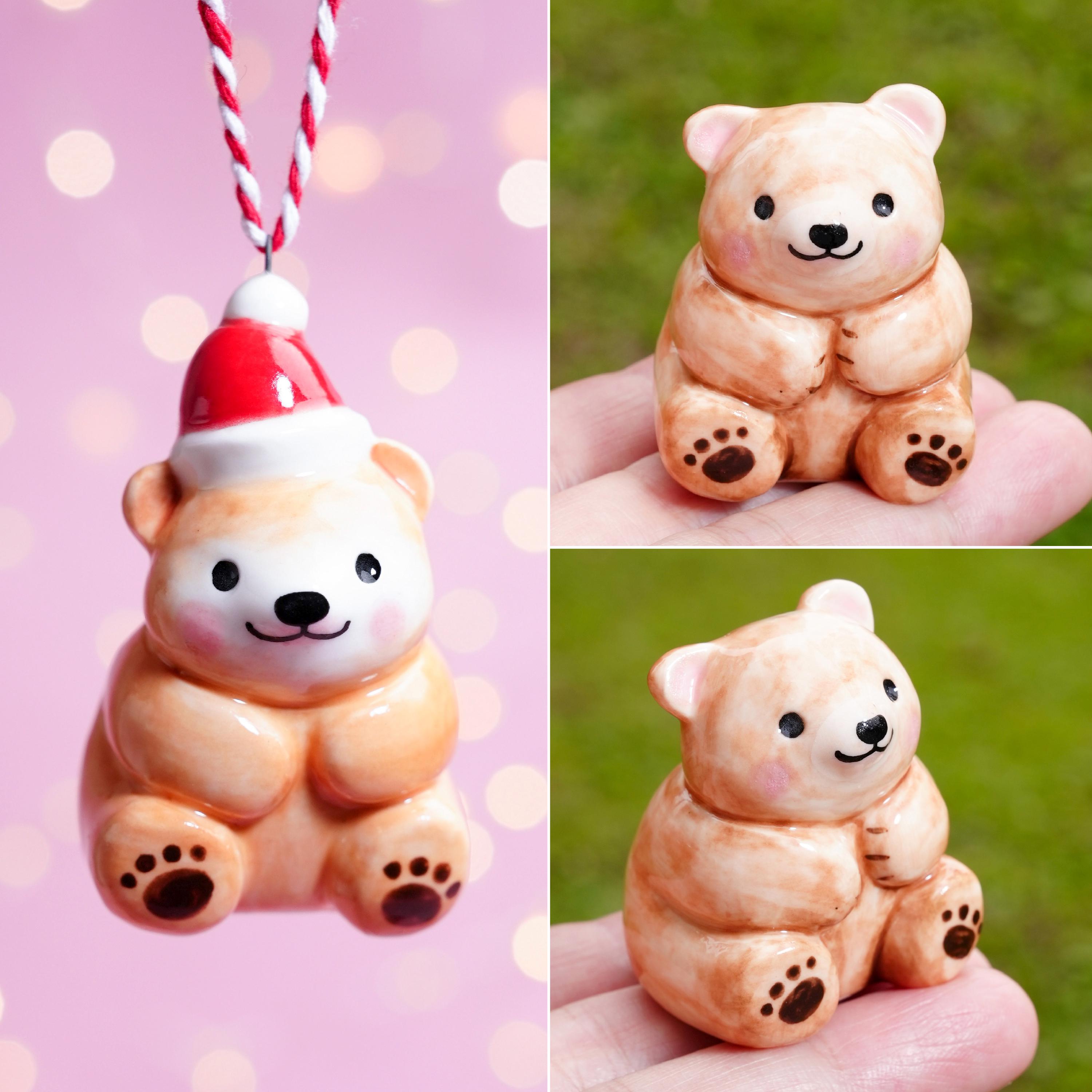 Hand-painted Ceramic Grizzly Bear Figurine: Woodland Desk Decor - Etsy