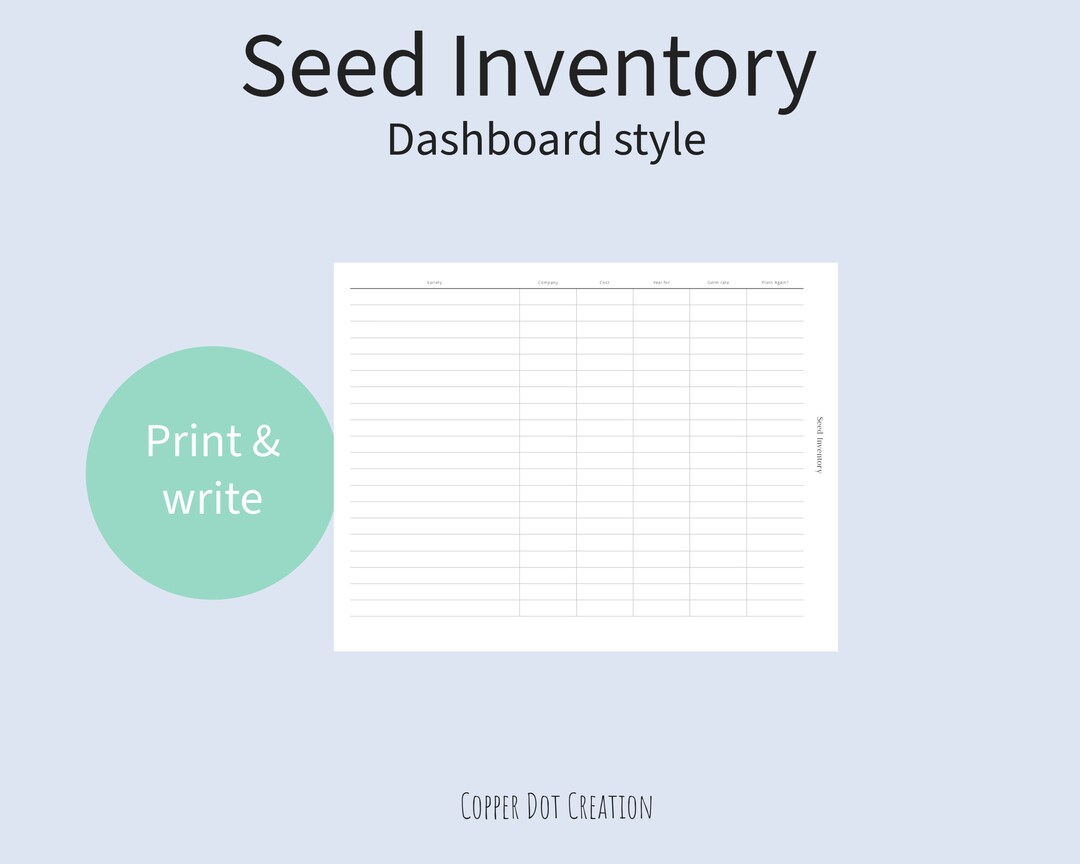 Minimalist Seed Inventory Printable for Garden Planning. Seed Plannin ...