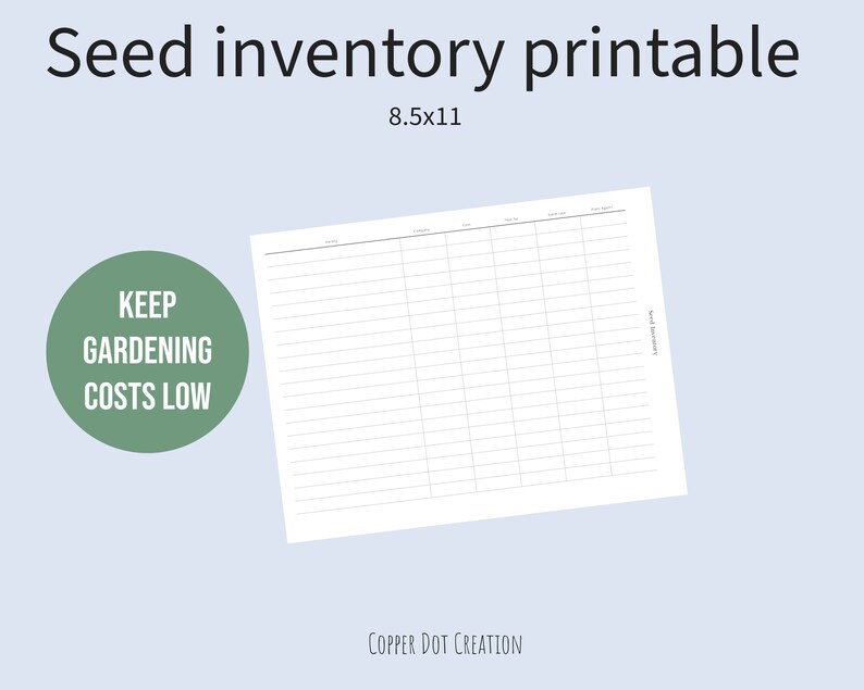 Minimalist Seed Inventory Printable for Garden Planning. Seed Plannin ...