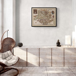 1630 Virginia Colonial Jamestown Historic Vintage Style Wall Map - Art ...