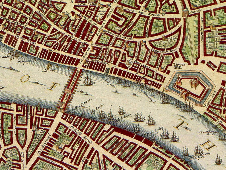 1688 Map of London Hollar's Historic City Plan of Early | Etsy