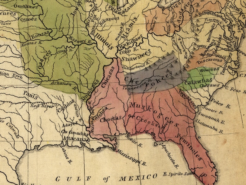 1836 Map of the Indian Tribes of North America About 1600 A.D ...