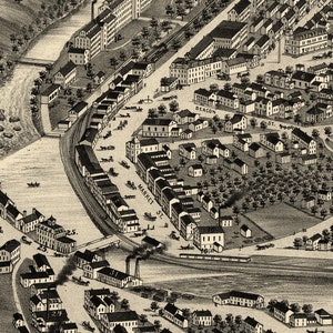 1877 Great Falls, Maine Map - Panoramic Old City Map - Historic Birds ...