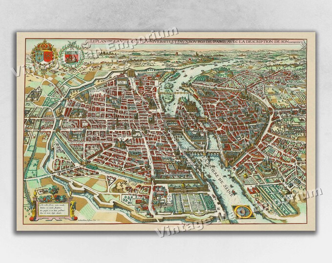 Antique French Map Book Plan De Paris Arrondissement Guide Fold Out ...