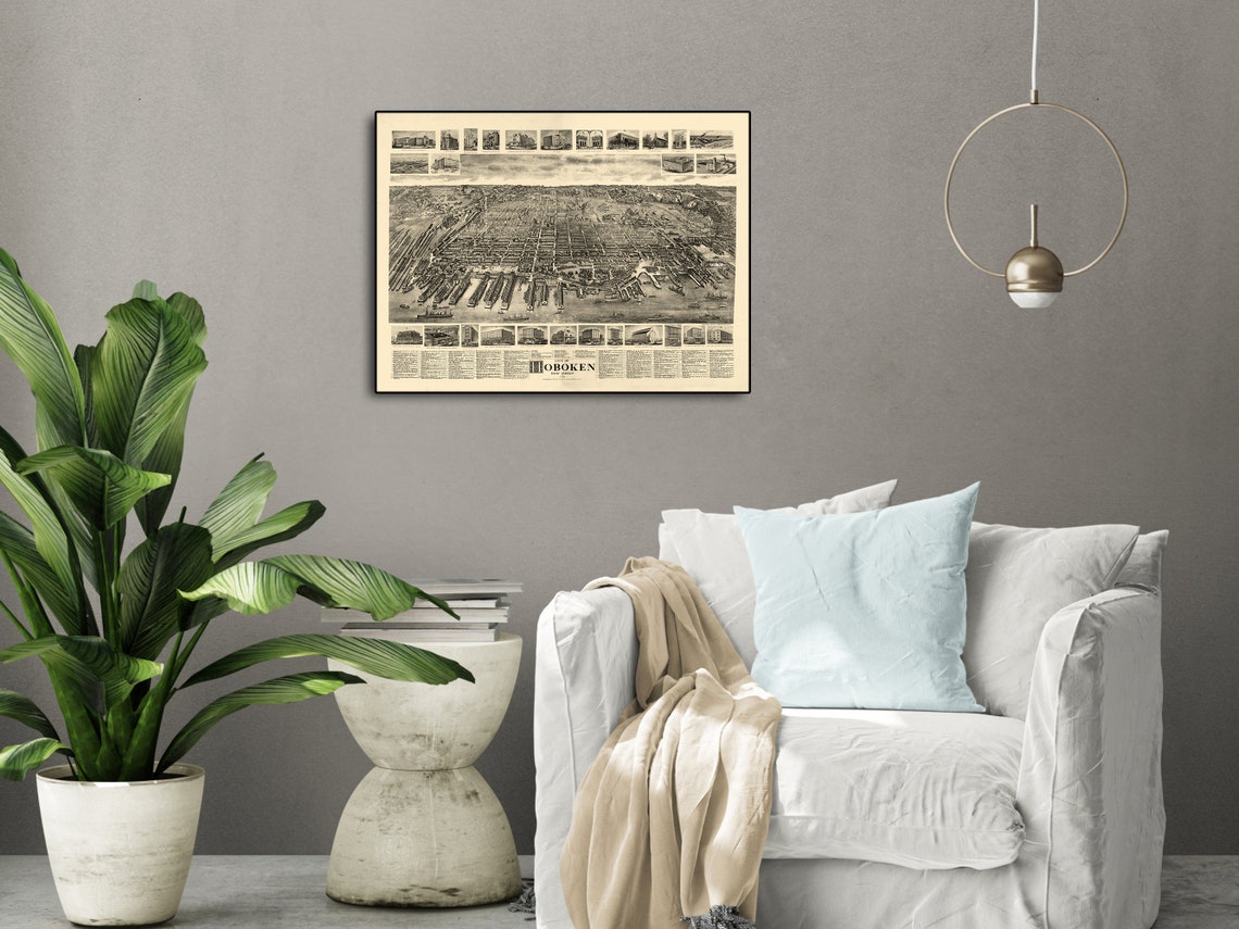 1904 Hoboken New Jersey Map Panoramic Old City Map - Etsy
