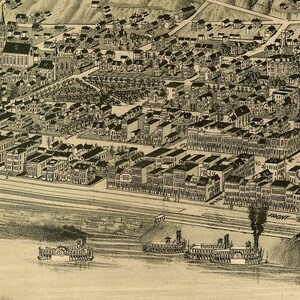 1889 Fort Madison, Iowa Map - Panoramic Old City Map - Historic Birds ...