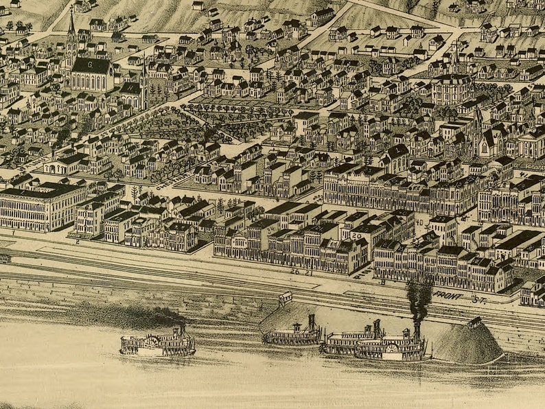 1889 Fort Madison Iowa Map Panoramic Old City Map - Etsy