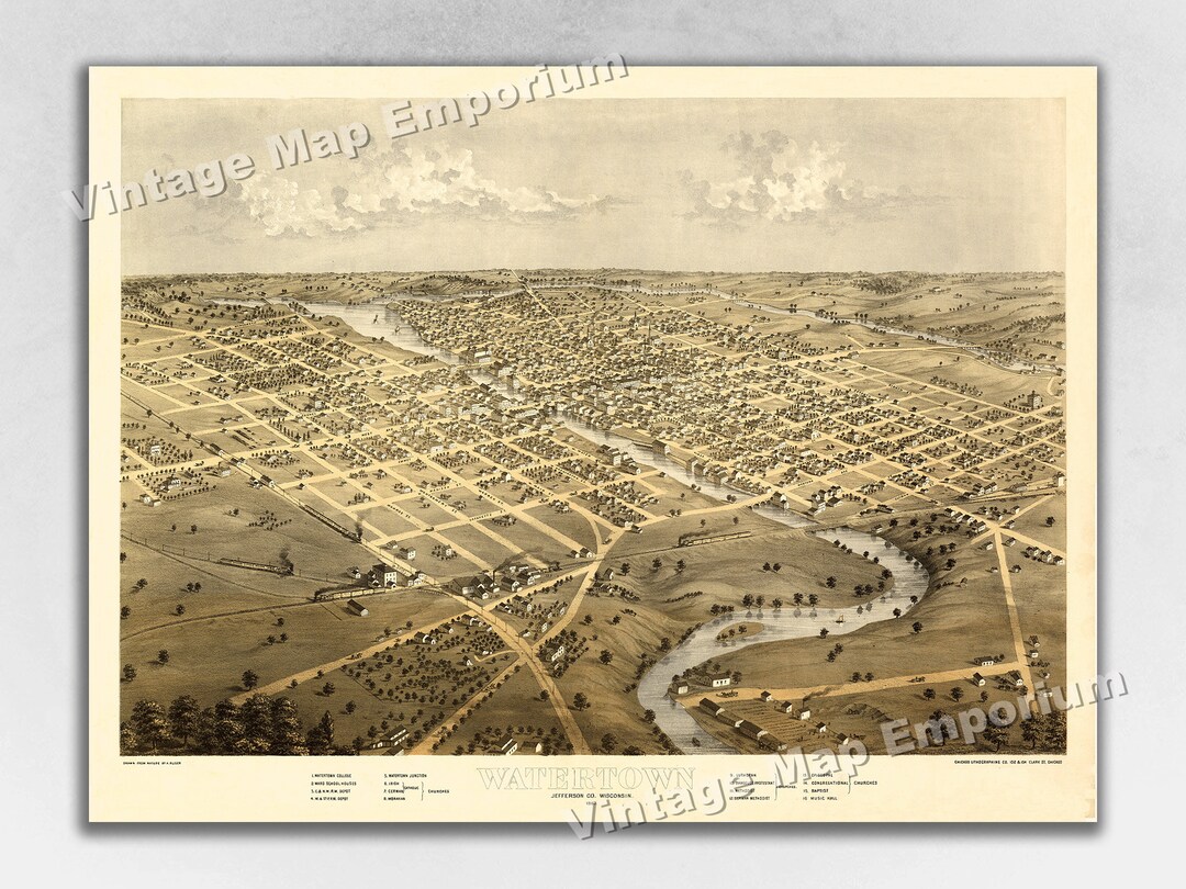1886 Washburn, Wisconsin Map - Panoramic Old City Map - Historic Birds ...