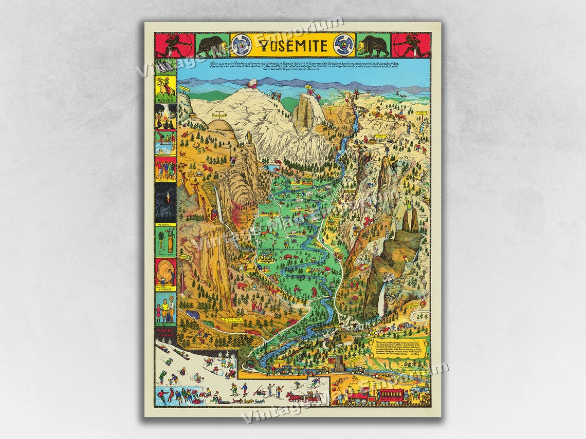 1931 Yosemite National Park Jo Mora Humorous Pictorial Map - Etsy