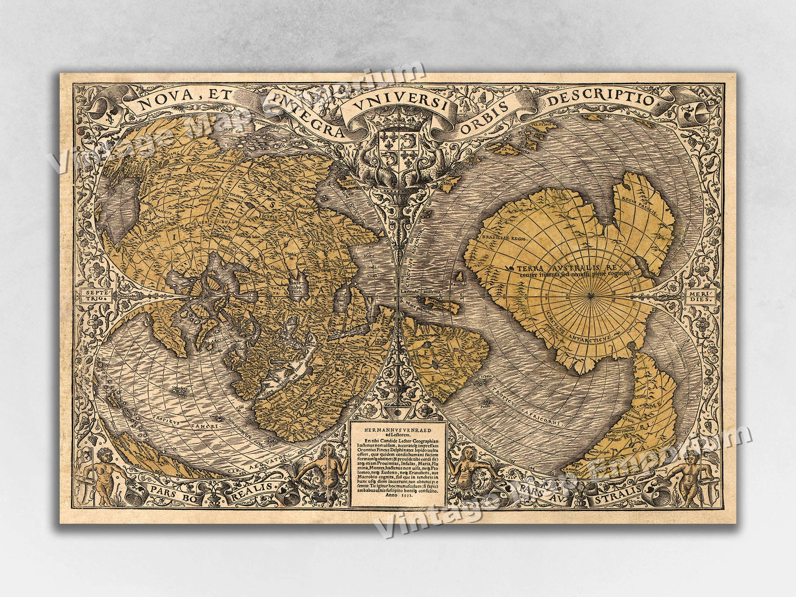 1531 World Map the Oronteus Finaeus Map Vintage Old World Wall Map Art ...