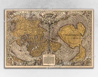 1531 World Map - the Oronteus Finaeus Map - Vintage Old World Wall Map ...