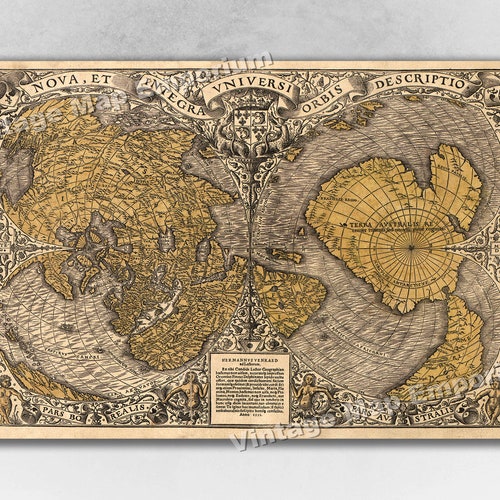 1531 World Map the Oronteus Finaeus Map Vintage Old World - Etsy